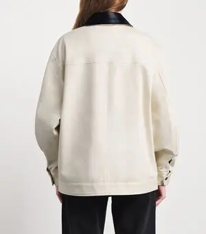 ANINE BING Cotton Holden Jacket With Leather Collar - Beige