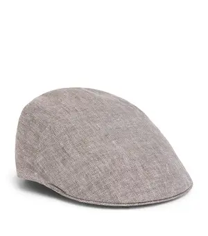 Borsalino Linen Herringbone Parigi Duckbill Flat Cap - Red