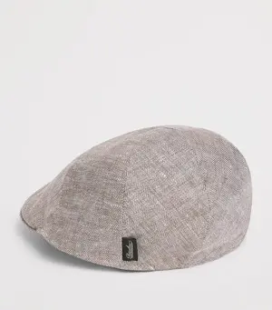 Borsalino Linen Herringbone Parigi Duckbill Flat Cap