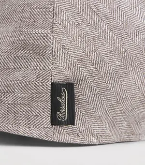 Borsalino Linen Herringbone Parigi Duckbill Flat Cap