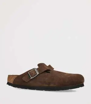 BIRKENSTOCK Suede Boston Clogs With Buckle Fastening - Brown