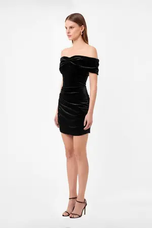 NICHOLAS Maria Off-shoulder Velvet Mini Dress