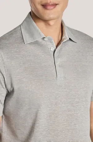JACK VICTOR Davis Cotton & Linen Polo - Light Grey