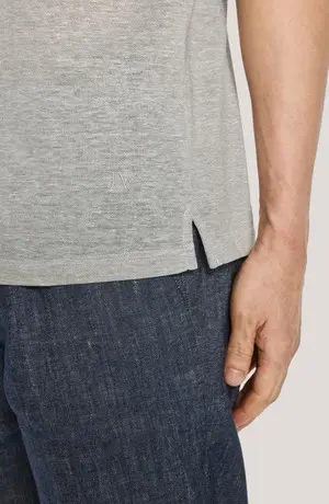 JACK VICTOR Davis Cotton & Linen Polo - Light Grey