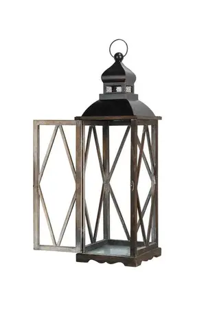GLITZHOME Set Of 2 Oversize Farmhouse Hanging Candle Holders Decorative Floor Lanterns