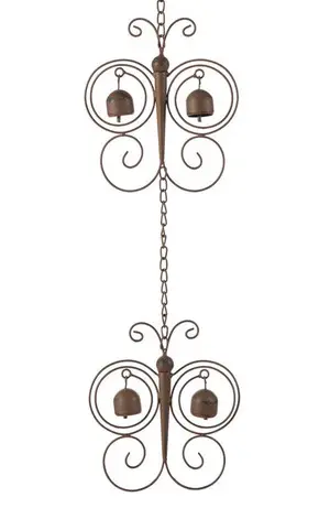 GLITZHOME 8.5ft Faux Copper Butterfly Shaped Rain Chain With V-shaped Gutter Clip