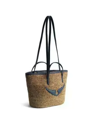 Zadig&Voltaire Mini Wings Raffia Tote Bag - Neutrals