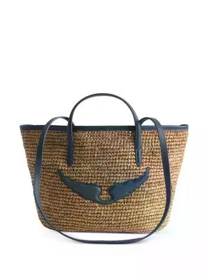 Zadig&Voltaire Mini Wings Raffia Tote Bag - Neutrals