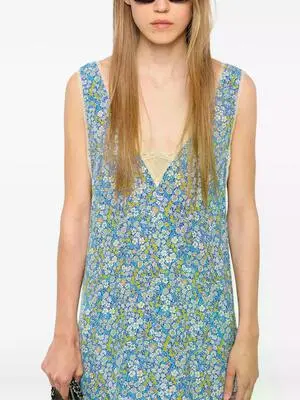 Zadig&Voltaire Renzo Floral Print Midi Dress - Blue