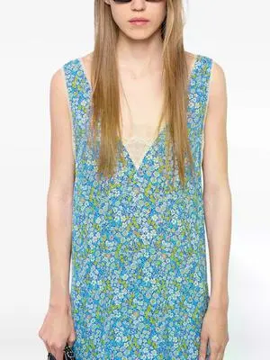 Zadig&Voltaire Renzo Floral Print Midi Dress - Blue