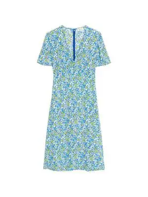 Zadig&Voltaire Rhodral Floral-print V-neck Midi Dress - Blue