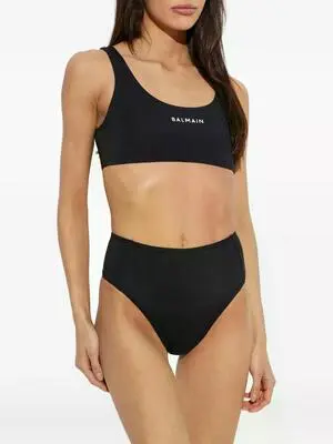 Balmain Logo Print Bikini - Black