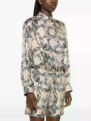 Loewe Anagram Print Silk Shirt - Neutrals