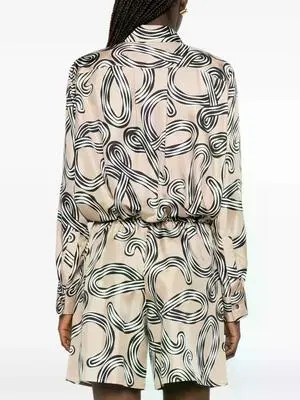 Loewe Anagram Print Silk Shirt - Neutrals