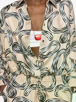 Loewe Anagram Print Silk Shirt - Neutrals