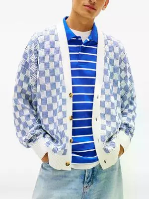 Tommy Hilfiger Checkerboard-knit Cotton Cardigan