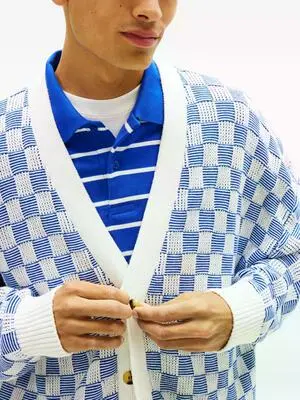 Tommy Hilfiger Checkerboard-knit Cotton Cardigan