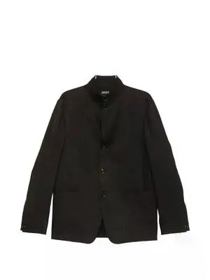 Zegna Mandarin Collar Buttoned Jacket - Brown