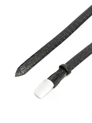 ALBERTO LUTI Croc-effect Leather Belt With Silver-tone Hardware