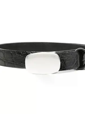 ALBERTO LUTI Croc-effect Leather Belt With Silver-tone Hardware