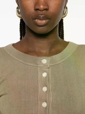Citizens Of Humanity Ribbed Knit Henley Top - Green