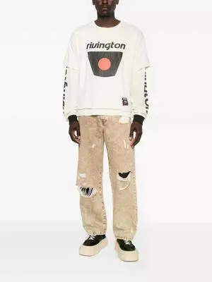 RIVINGTON ROI REBIS Layered Graphic Print Sweater - Black