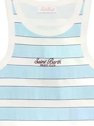 MC2 SAINT BARTH Ada Striped Logo Detail Tank Top - Blue