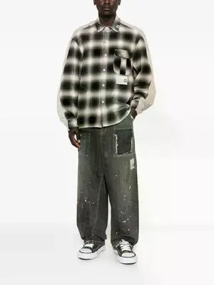 Mihara Yasuhiro Check-pattern Distressed-effect Shirt - Neutrals