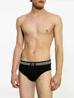 Versace Logo-embellished Briefs - Black