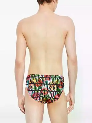 Moschino Logo-print Floral-pattern Swim Briefs
