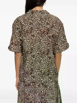 Munthe Leopard Print Short Sleeve Shirt With Contrast Piping
