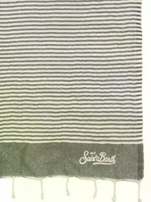 MC2 SAINT BARTH Foutas Striped Fringed Beach Towel - Black
