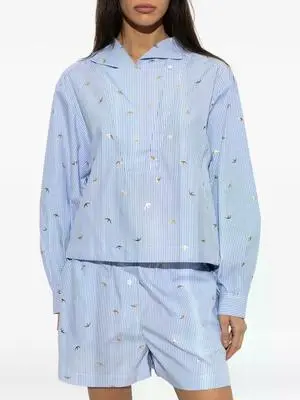 Munthe Beliciama Striped Bird-print Blouse
