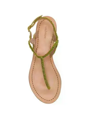 Malìparmi Bead-embroidered Ankle Strap Sandals - Green
