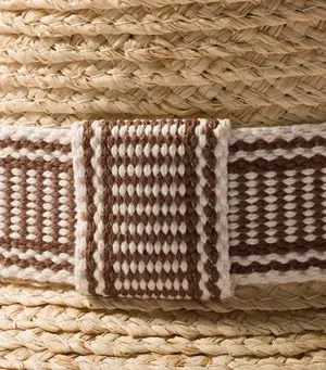 Miu Miu Raffia Sun Hat With Logo Ribbon - Neutral