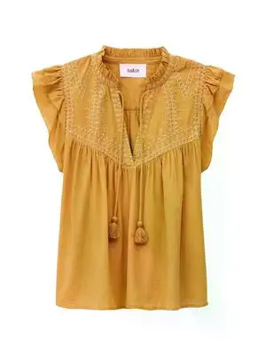 Ba&sh Embroidered Ruffled Blouse