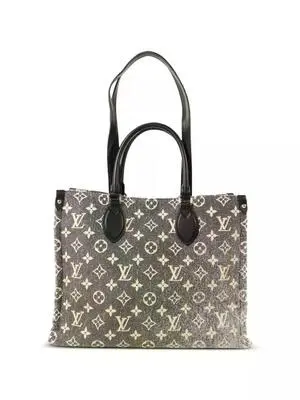 LOUIS VUITTON On The Go Mm Monogram Jacquard Denim Tote Bag - Black