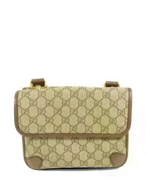 Gucci Gg Canvas Shoulder Bag With Tiger Head Plaque