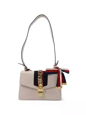 Gucci Sylvie Shoulder Bag With Chain-link Trim - Neutrals