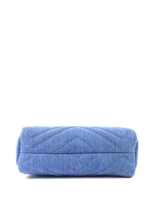 Gucci Gg Marmont Denim Washbag With Pearl Embellishments