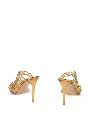 GIANVITO ROSSI Metallic Cut-out Stiletto Sandals