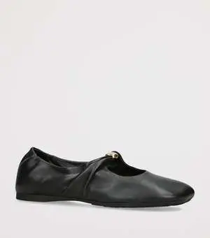 Loewe Leather Pebble Soft Ballet Flats - Black