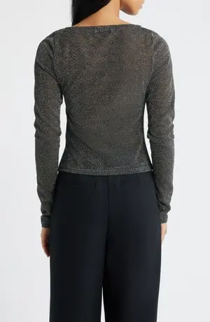 Princess Polly Sheer Glitter Long Sleeve Top