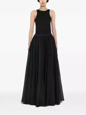 Co Collection Gathered-waist Flared Floor-length Skirt