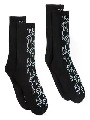 Karl Lagerfeld Monogrammed Ribbed Crew Socks