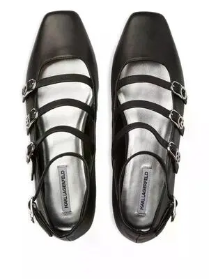 Karl Lagerfeld Konnie Four-strap Buckle Flats - Black