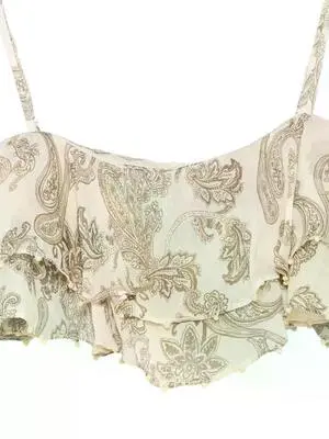 Hemant & Nandita Paisley Print Ruffled Top - Neutrals