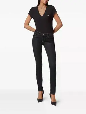 Philipp Plein Slim-fit Denim Jeans With Logo Plaque - Blue