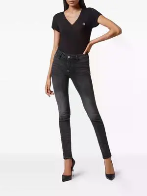 Philipp Plein Logo Plaque Skinny Denim Jeans - Black