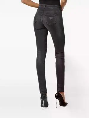 Philipp Plein Logo Plaque Skinny Denim Jeans - Black